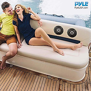 Pyle 6.5 Inch Bluetooth Marine Speakers - 2-way IP-X4 Waterproof and Weather Resistant Outdoor Audio Dual Stereo Sound System with 600 Watt Power and Low Profile Design - 1 Pair - PLMRBT65B (Black)