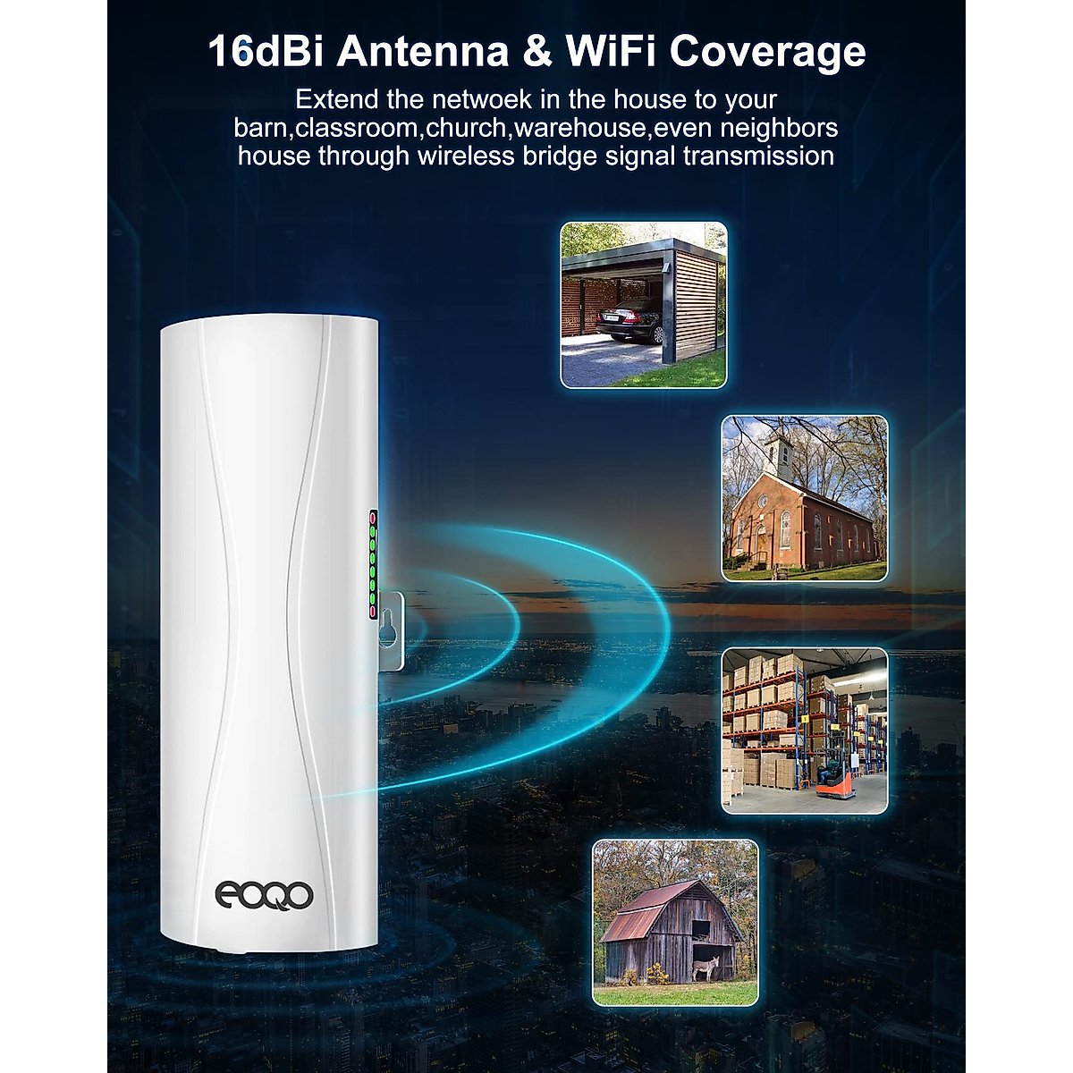 Gigabit Wireless Bridge for Starlink WiFi Extender - 1000Mbps 5.8GHz Point-to-Point Ethernet Bridges with 16dBi Antenna, 3KM Long Range Transmission - Extending Starlink Home Internet Network 2-Pack