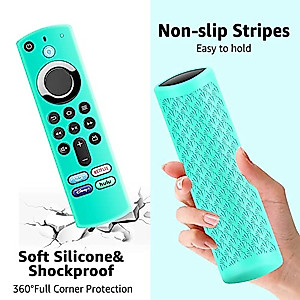 (3 Pack) Wevove Fire Stick Remote Cover for Alexa Voice Remote 3rd Gen, Replacement Case for Fire TV Stick 4K/Max Streaming Device (Glow Green&Sky Blue&Orange)