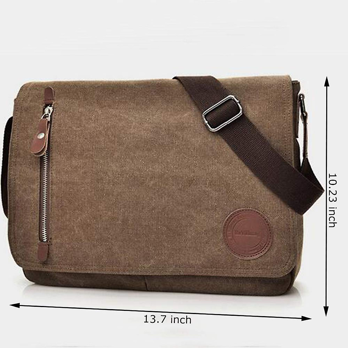 Vintage Canvas Satchel Messenger Bag for Men Women, Travel Shoulder bag Satchel Crossbody Bag for 11.6-13.3 inch Laptop Chromebook computer (Coffee)