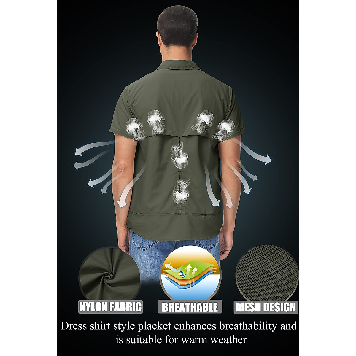 TACVASEN Outdoor Sport Military Tactical Battle Ripstop Long Sleeve Shirt for Men Army Green,X-Large