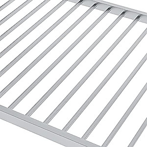 POCIYIHOME Twin Over Twin Steel Bunk Bed, Low Bunk Bed with Ladder & Slat Support & Full Length Guardrail for Kids,Teens Bedroom, Simple & Space-Saving, No Box Spring Needed, Silver