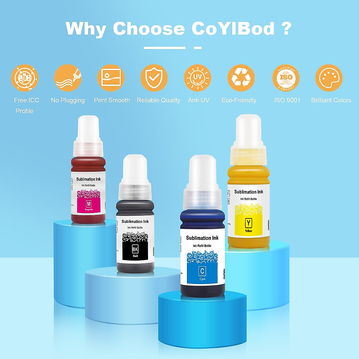 CoYlBod Sublimation Ink Refilled Ink Bottles Compatible for ET-2800 ET-2803 ET-2720 ET-4700 ET-4750 ET-4760 ET-2700 ET-2750 ET-2760 ET-3710 ET-15000 ET-3700 ET-3750 ET-3760 ET-3850