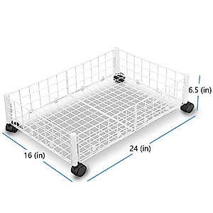 HOUSE AGAIN 2-in-1 Under Bed Storage with Wheels, Rolling Drawers Shoe Organizer, Under the Bed Storage Cart, Quality Storage Bags & Zippers, Clear Window & Solid Fabric, 2 Pack, (White)…