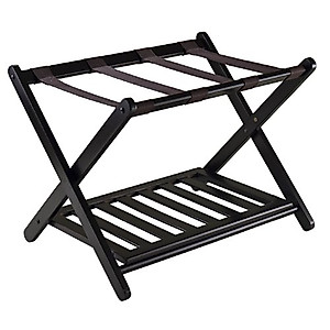 Winsome Scarlett Cappuccino Luggage Rack & 92436 Luggage Rack with Shelf