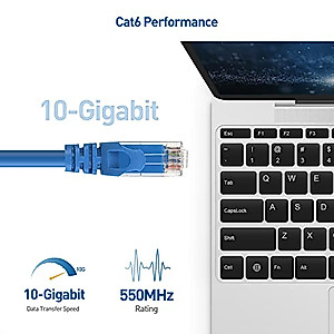 Cable Matters 10Gbps 5-Pack Snagless Short Cat 6 Ethernet Cable 5 ft (Cat 6 Cable, Cat6 Cable, Internet Cable, Network Cable) in Blue