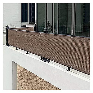 ALBN Balcony Privacy Screen Outdoor Windshield Anti-UV 90% Blockage with Eyelets and Rope for Balcony Fence Pergola (Color : Brown, Size : 80×200cm)