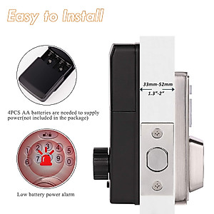 Probrico Keypad Lock, Electronic Deadbolt, Keyless Entry Door Lock with 100 Codes, Single Cylinder Smart Deadbolt Lock with Auto-Lock and Back-Lit, Easy to Install, Satin Nickel