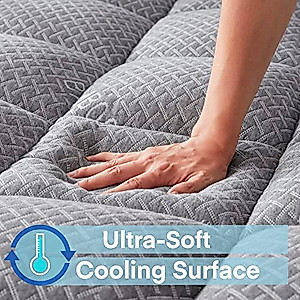 Ichrysania Queen Mattress Topper Cooling Mattress Toppers Extra Thick Pillowtop Plush Mattress Pad with 8-21 Inch Deep Pocket Gray