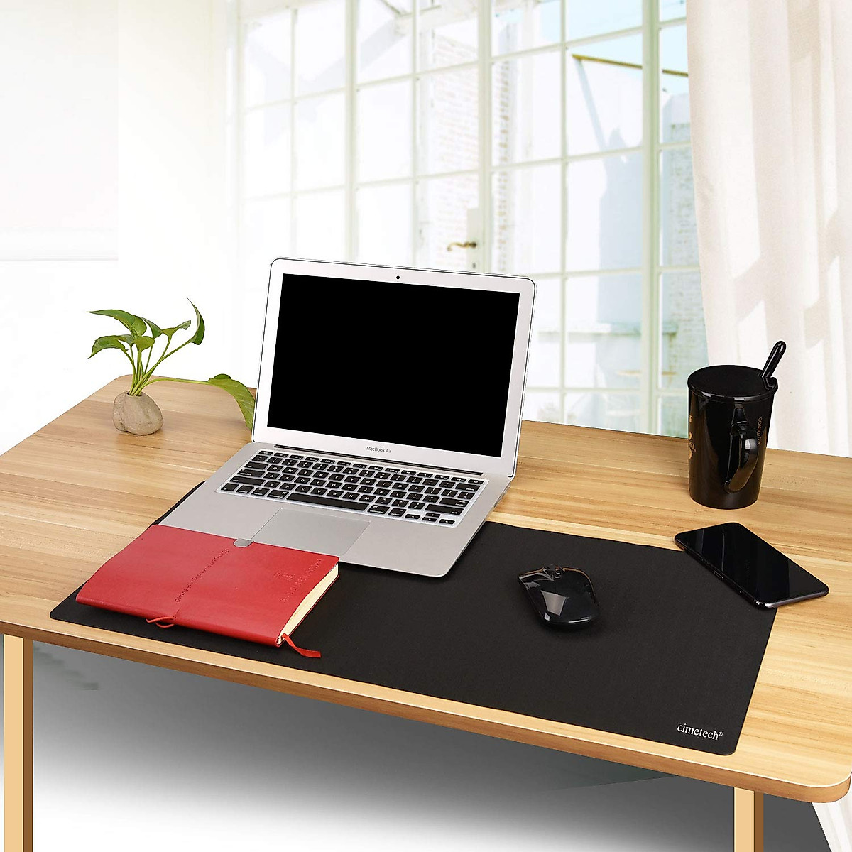 cimetech Gaming Mouse Pad XXL Comfortable Superfine Fiber Desktop Extended Large Mouse Pad Waterproof Keyboard Mat with Non-Slip Base, Smooth Surface for Computer and Desk (25.3✖12.4✖0.04inches)-Black