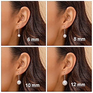 PAVOI 14K Yellow Gold Plated Freshwater Cultured Pearl Earrings Leverback Dangle Studs - Handpicked AAA Quality 6mm