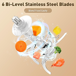 KNOIER Baby Food Maker, 14 in 1 Set for Baby Food, Fruits, Meat, Mini Baby Food Processors with Containers/Food Chopper with 6 Bi-Level Blades, Baby Essentials Gift Set with Baby Food Feeder