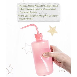 Melphoe Tattoo Wash Bottle Squeeze 3Pcs 500ml Squirt Bottle Succulent Watering Can, Safety Rinse Bottle, Plastic Squeeze Medical Lab Washing Bottle, Tattoo Supplies, Lash Water Bottle Squeezer, Pink