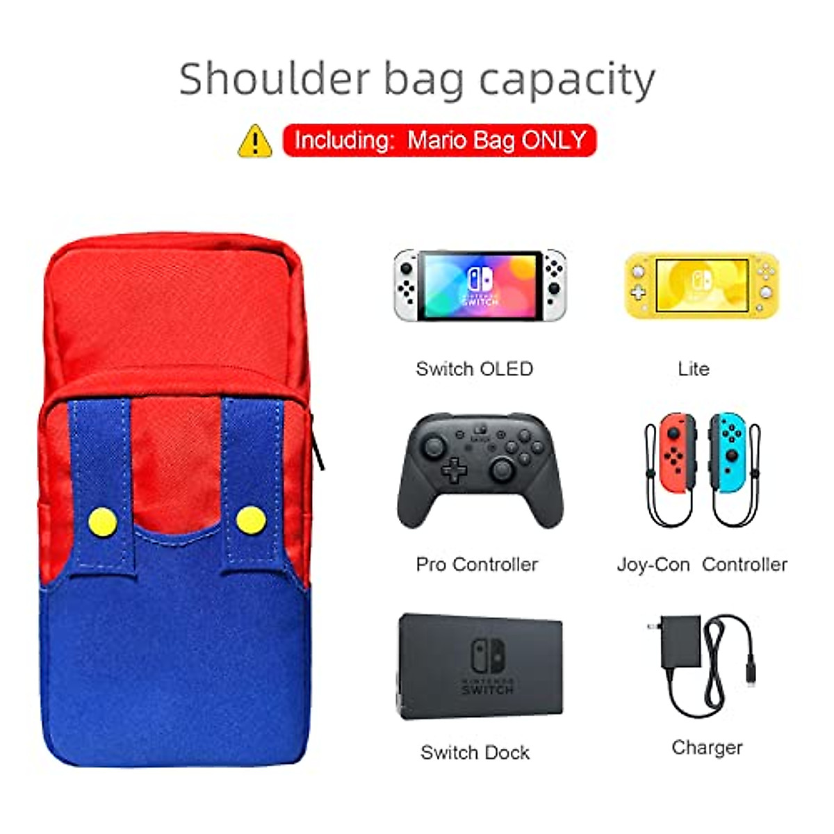 Super Mario Switch OLED Travel Carrying Case Bag,Portable Small Sling Crossbody Shoulder Backpack for Switch Lite/Steam Deck Console&Accessories,Storage Game Controller for Hiking Walking Biking