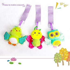 Caterbee Car Seat Toys, Baby Activity Spiral Plush Stroller bar Toy Accessories, Hangings pram Toy, Crib Toys with Bell for boy or Girl (style03)