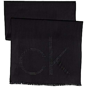 Calvin Klein Women's Studded Logo Pashmina, Black, One Size