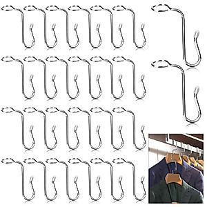 50 Pieces Hanger Connector Hooks Metal Hanger Extender Hooks Stable Clothes Hanger Connector for Different Clothes Hangers, 8.7 mm/0.34 Inch Hole Diameter,Silver