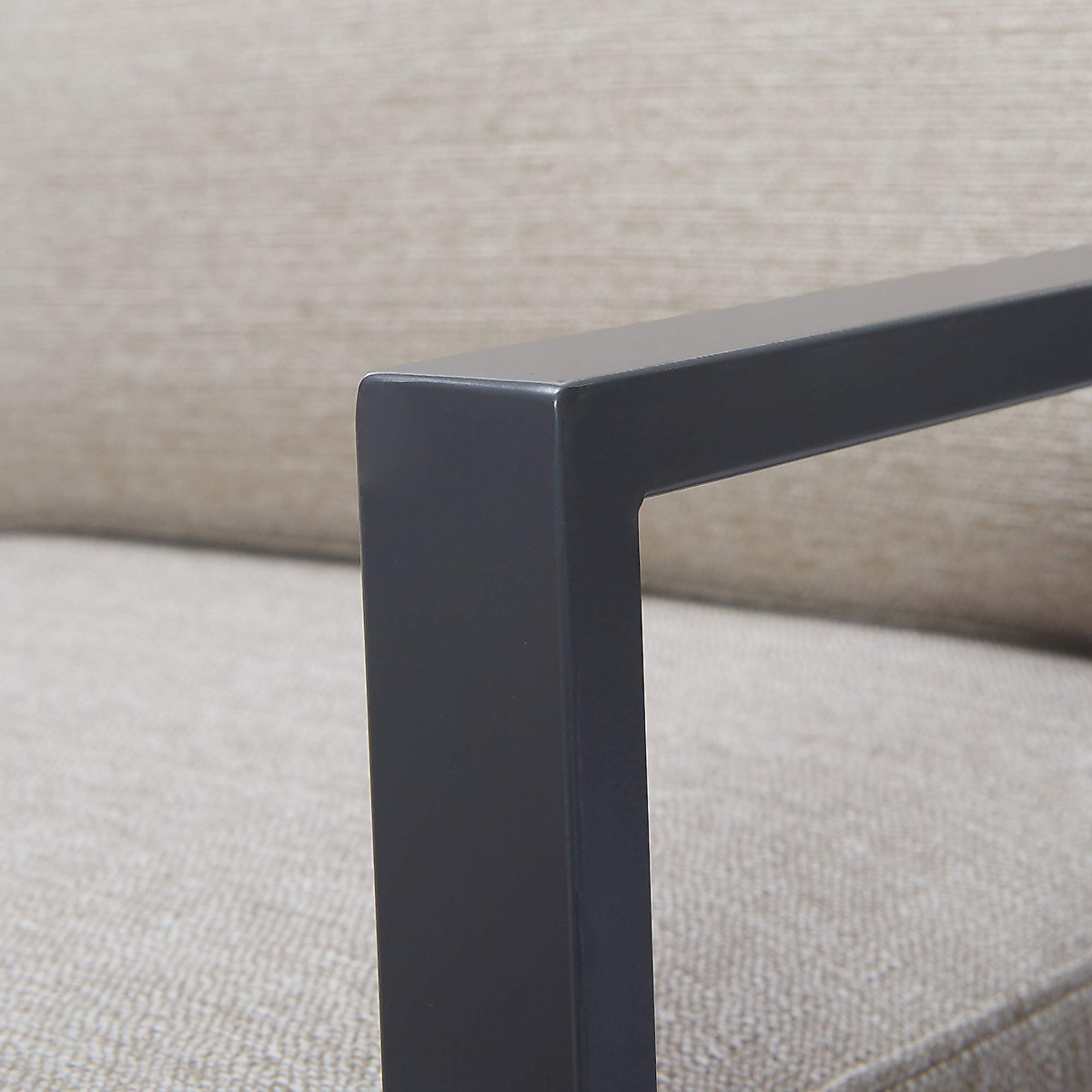 Tommy Hilfiger Russell AccentChair, Medium-Soft Pillow Back, Mid-Century Modern & Industrial Armchair, Comfortable LoungeChair for Living Room, Bedroom, or Office, Gray Square Metal Frame in Linen