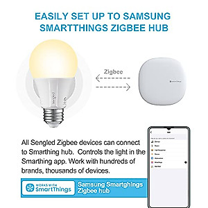 Sengled Smart Light Bulbs, A19 Dimmable Smart Bulbs, Works with Alexa and SmartThings, Voice Control with Google Home and Echo with built-in Hub, Soft White 60W Equivalent, Zigbee Hub Required，4-Pack
