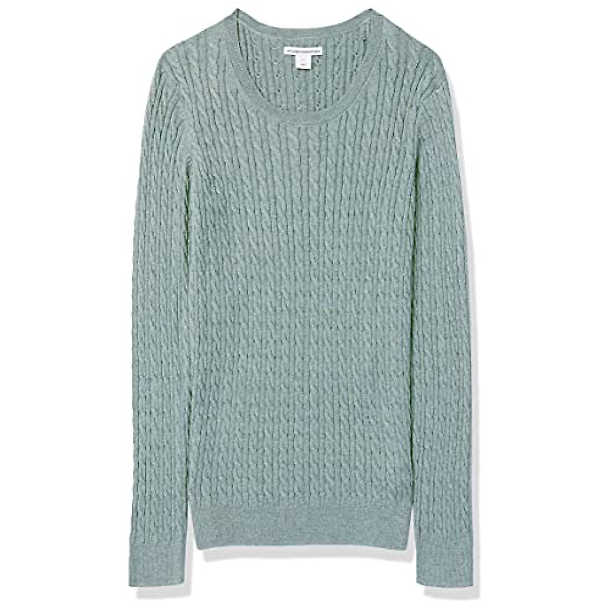 Amazon Essentials Women's Lightweight Long-Sleeve Cable Crewneck Sweater (Available in Plus Size), Sage Green Heather, Medium