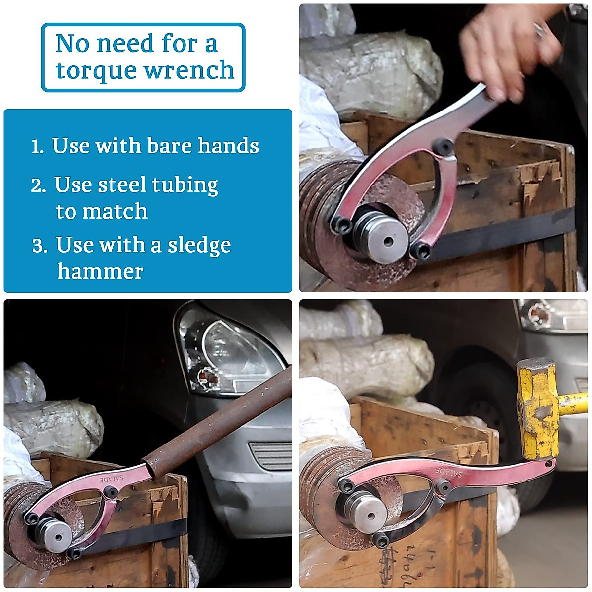 Salade Heavy Gland Nut Wrench with a Handle, Equipped with 1/4", 5/16", and 3/8" Pins, along with Gloves and Towels. This Adjustable Spanner Wrench is Designed for Removing Hydraulic Cylinders