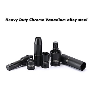 CASOMAN 1/2-inch 70 Pieces Impact Socket Master Set, SAE & Metric from 5/16"-1-1/4",8-24mm, Shallow/Deep Socket with Ratched Hand, Extension Bar and Adapters