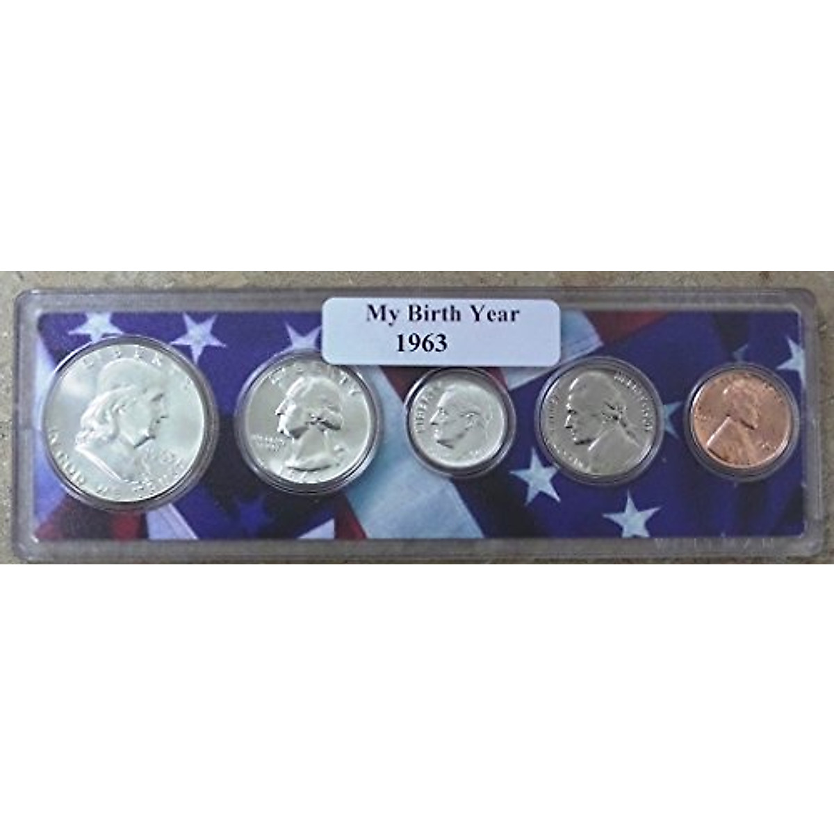 1963-5 Coin Birth Year Set in American Flag Holder Uncirculated