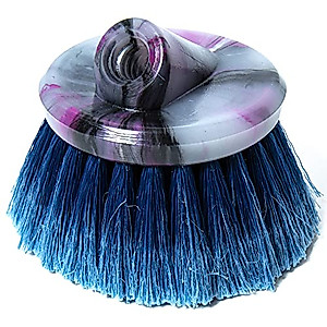 Teravan Blue Round Medium Soft Flow-Thru Brush for Cleaning Car Wheels, Tires, and Utility Cleaning (4.5" Regular Trim)