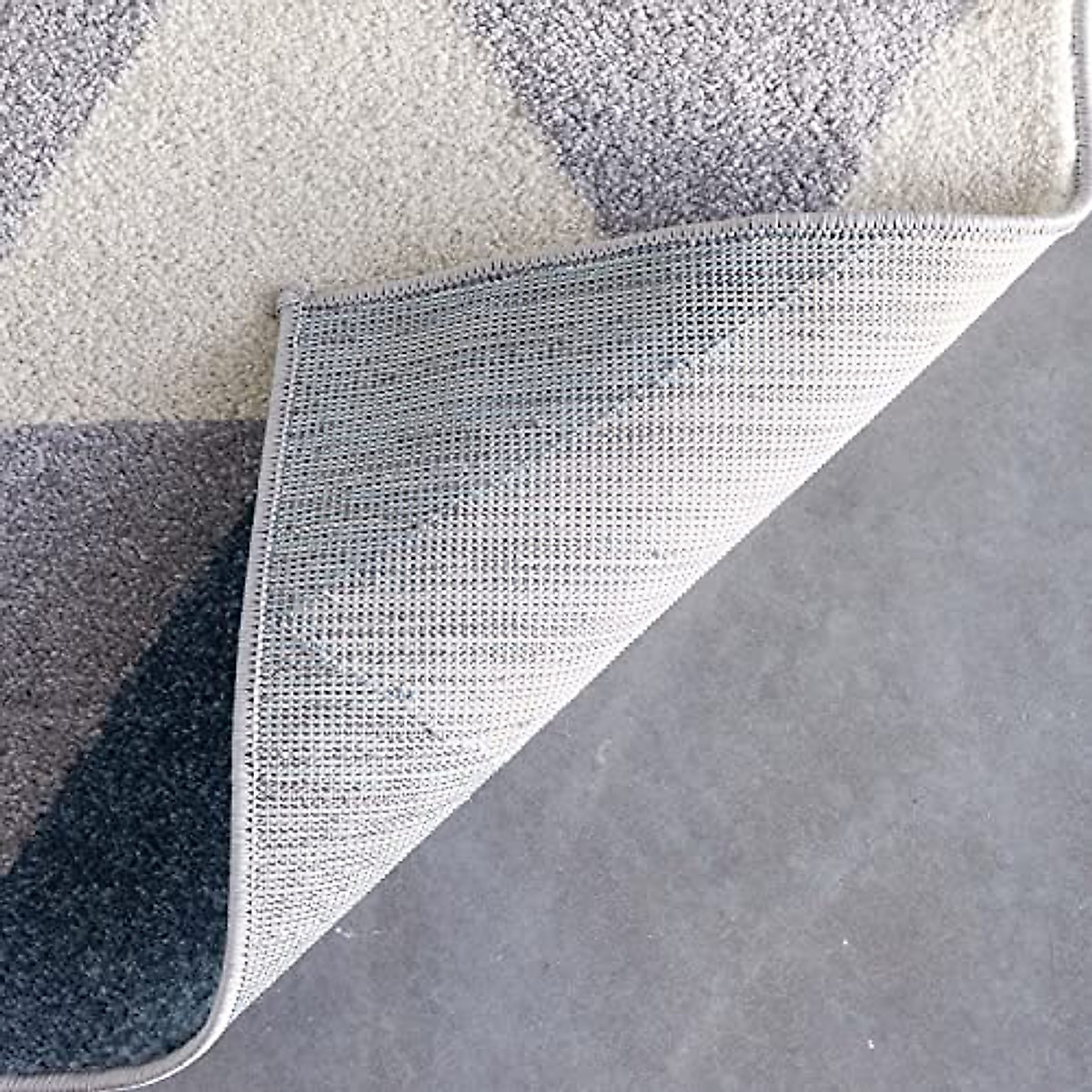 Well Woven Mystic Nova Grey Modern Geometric 5'3" x 7'3" Distressed Area Rug, 5 ft 3 in x 7 ft 3