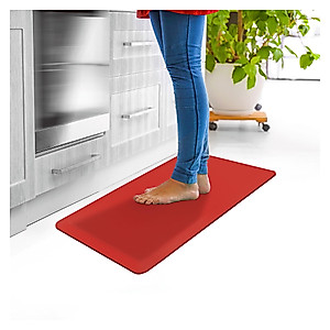 Ultralux Anti-Fatigue Standing Comfort Mat, Thick Non-Slip Cushioned Kitchen Floor Mat 3/4” Thick 16” x 24” Premium Durable Ergonomic Multi-Use Standing Support Pad, Home, Office, Kitchen Rug, Red