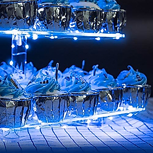 YestBuy 3 Tier Shelf Cake Pop Stand (Blue) + 5 TierPremium Cupcake Holder, Acrylic Cupcake Tower Display, Cady Bar Party Décor, Acrylic Display for Pastry Weddings, Birthday (Blue)