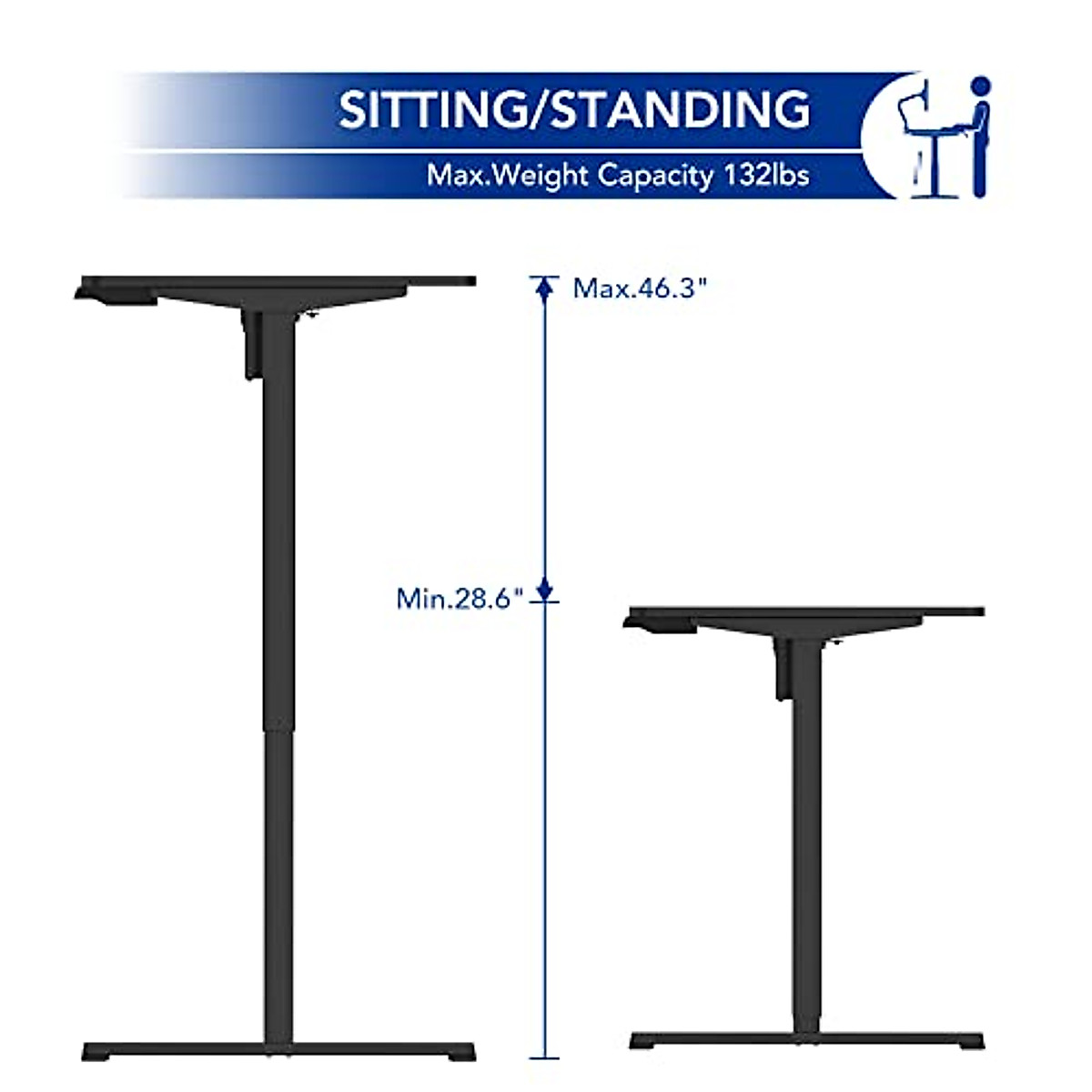 Electric Standing Desk 40 x 24 Inches, Height Adjustable Stand Up Desk w/2-Button Controller, Small Sit Stand Desk, Ergonomic Computer Desk for Home Office, Black Frame + Black Tabletop