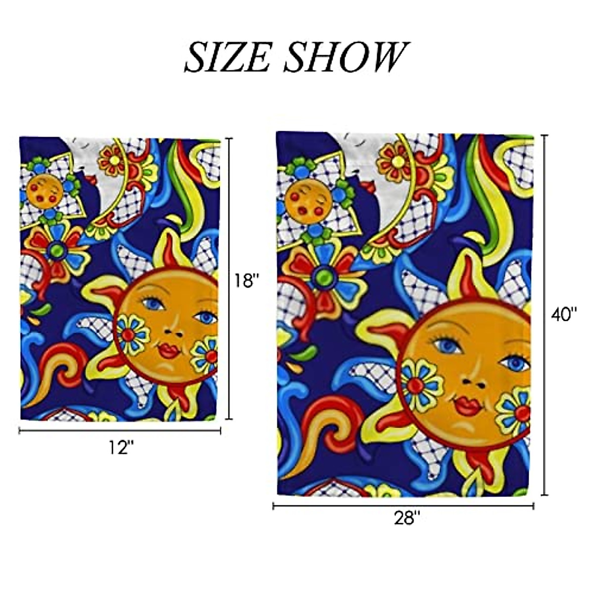 ZHONGJI Garden Flag Yard Flag Mexican Talavera Cute Pattern Blue Vertical Double Sided Design Seasons Holidays Yard Outdoor Polyester 12x18 Inch