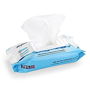 MagiCare Hand Sanitizer Wipes (4-80ct Packs) - Disposable 75% Alcohol Wipes - Unscented Sanitizing Wipes for Home, Travel, Classroom, Camping, etc - Four, 80ct Hand Wipes Soft Packs (320pcs)