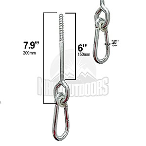 Maky Outdoors Two Swing Hooks & Hangers - Galvanized, Anti-Rust Steel Accessories - Heavy Duty, Quiet Fasteners for Hammocks - Safe, Hanging Kit Hardware - Load Capacity: 600 Lbs Per Anchor - Screw