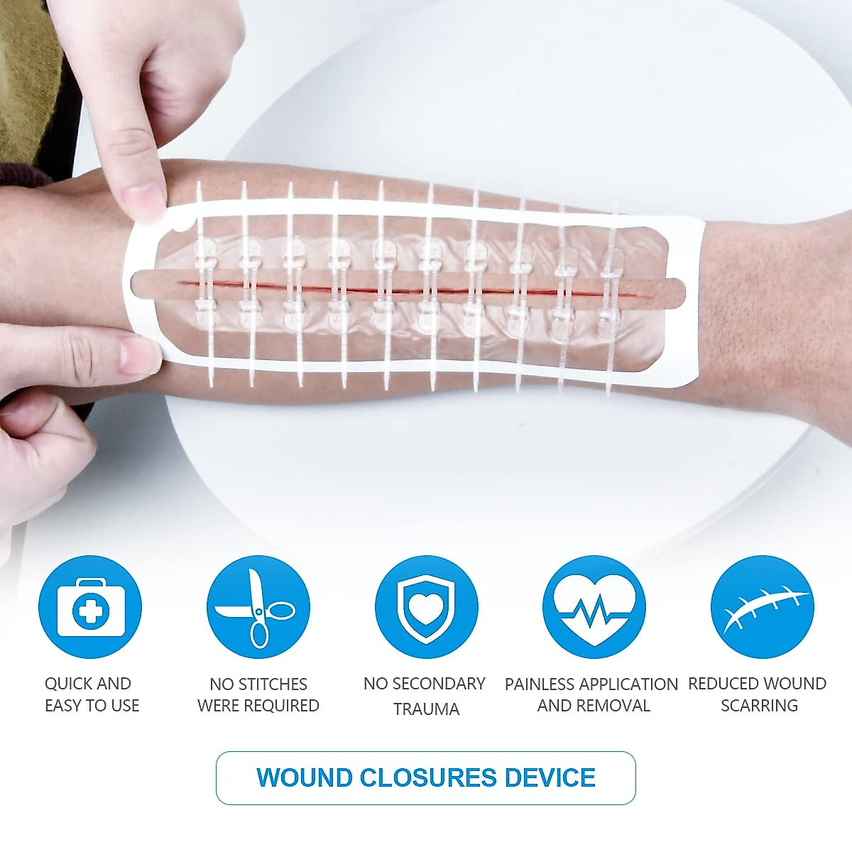 Large Butterfly Bandaids, Steri Strips Wound Closure, Emergency Wound Closure Device Surgical Laceration Repair without Stitches for Extra Large Wound Care, Ahead Be Prepared (PU)