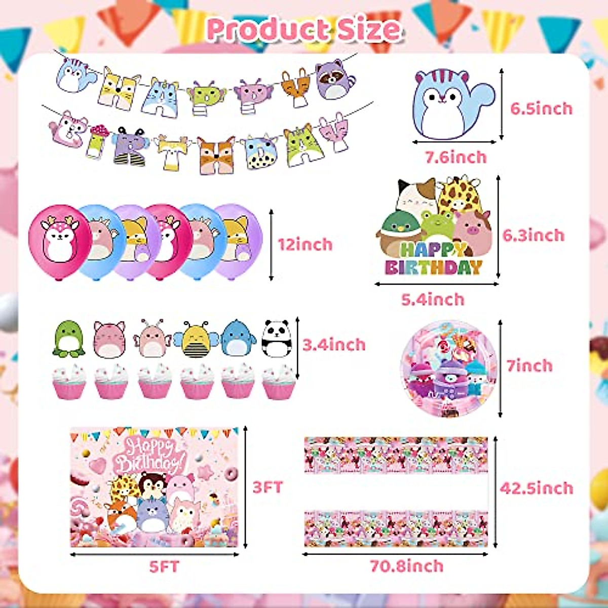 PCS Cute Kitty Party Supplies, Pink Cat Party Decoration Include Balloons, Backdrop, Tablecloth, Cake topper, Plates, Hanging Swirls Party Favors for Serves 10 Guests