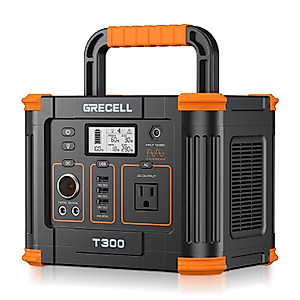 GRECELL 288Wh Portable Power Station and 100W Portable Solar Panel with 330W AC Outlet, Solar Mobile Lithium Battery Pack for Outdoor RV/Van Camping, 60W PD Output