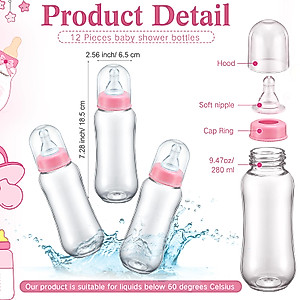 Roowest Baby Bottles for Baby Shower Games Bottle Chug 12 Pcs Plastic Baby Bottles Bulk and Bottle Chug Sign Baby Bottle Chugging Games for Party Gender Reveal Wedding Bridal Shower(Lovely Bear)