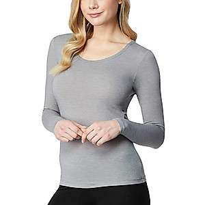 32 Degrees Women's 2 Pack Ultra Light Thermal Baselayer Scoop Top, White/Cloud Cover, Small