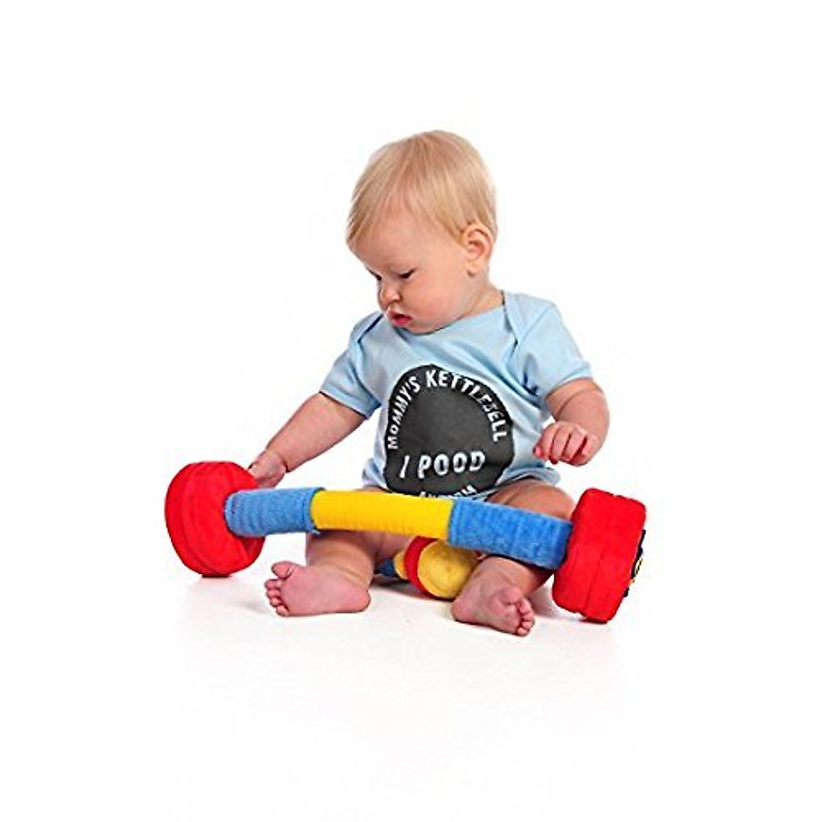WOD Toys Baby Barbell Plush with Rattle & Sensory Sounds - Safe, Soft & Durable Workout, Exercise and Weightlifting Pretend Play Toys for Toddlers, Newborns, Infants and Babies Ages 0+