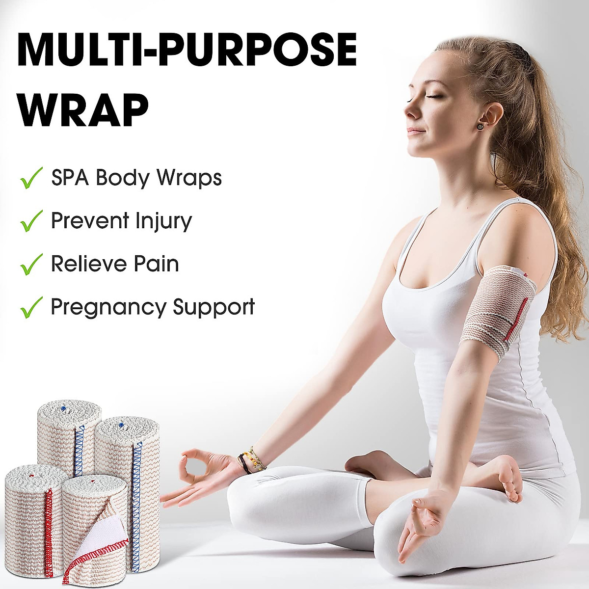 30 Pcs Elastic Bandage Wrap Compression Bandage with Self Closure Washable Reusable Elastic Bandage for Sports Sprains Injuries (3 Inch, 4 Inch in Width)