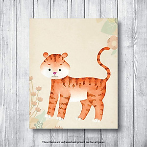 Safari Nursery Decor Jungle Baby Animals Prints for Nursery Decor Art - Large Giant Collection - 6 UN-Framed Neutral Kids Stuff Animal Theme Wall Prints. Elephant Giraffes boy Lion Buddies (5x7)