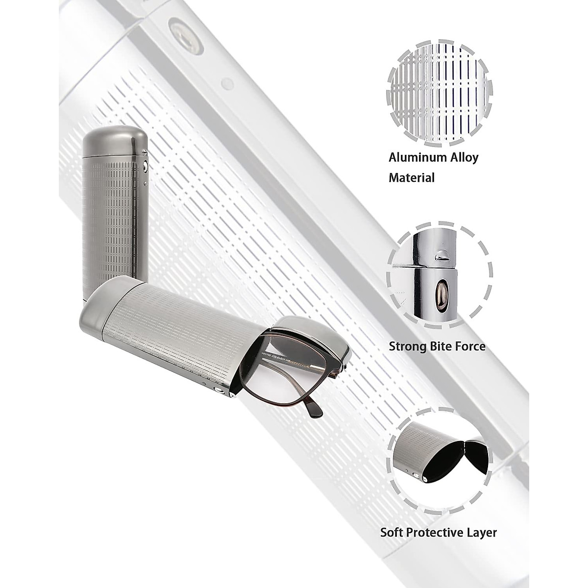 Philley Aluminum Metal Pocket Ultra-Light Silver Eyeglasses Glasses Case (Striped-Grey)