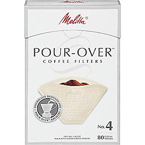 Melitta 4 Pour Over Cone Coffee Filters, Beige, 80 Total Filters Count - Packaging May Vary