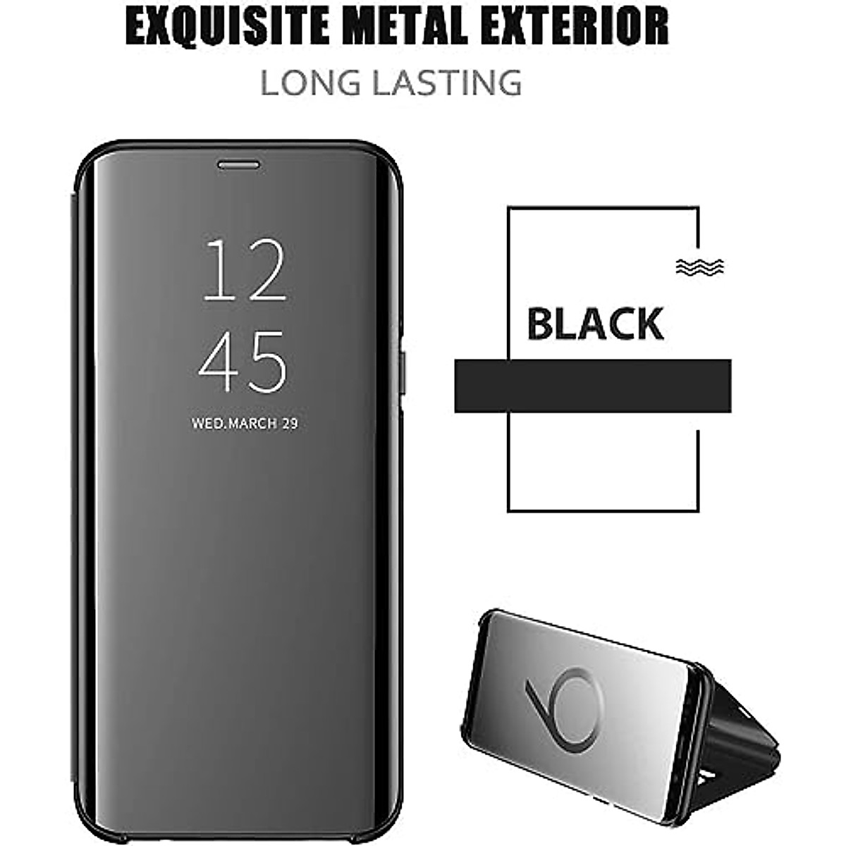 for Samsung Galaxy Note 10 Plus Case Clear View Makeup Mirror Flip Cover, Galaxy Note 10 Plus Phone Case with Kickstand Shockproof Protective Cover Galaxy Note 10 Plus Shell (Silver)