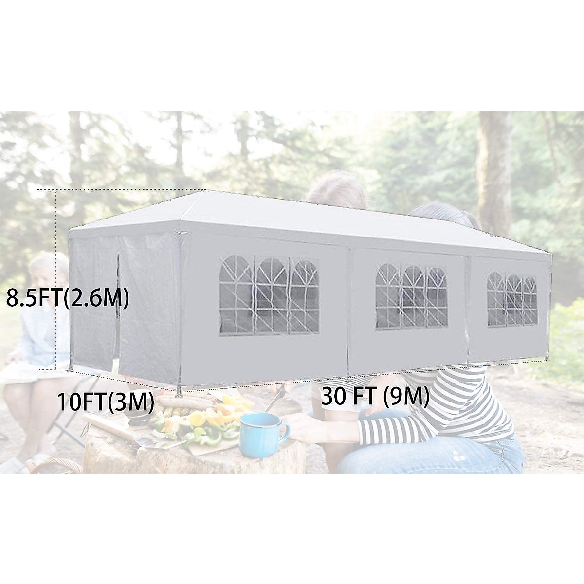 FDW 10'x30' Canopy Tent, Outdoor Wedding Tent Water-Proof Party Tent with 8 Removable Walls for Parties Wedding Camping