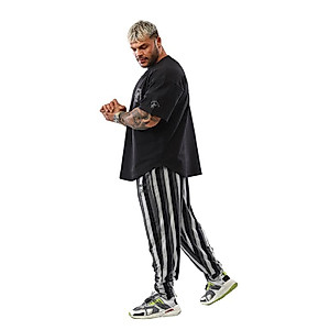 BIG SAM SPORTSWEAR COMPANY Men's Baggy Sweatpants with Pockets, Oldschool Loose Fit Gym Pants (Grey, XL)