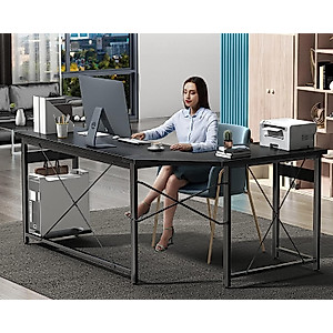 Coleshome 66" L Shaped Gaming Desk, Corner Computer Desk, Sturdy Home Office Computer Table, Writing Desk, Larger Gaming Desk Workstation, Black