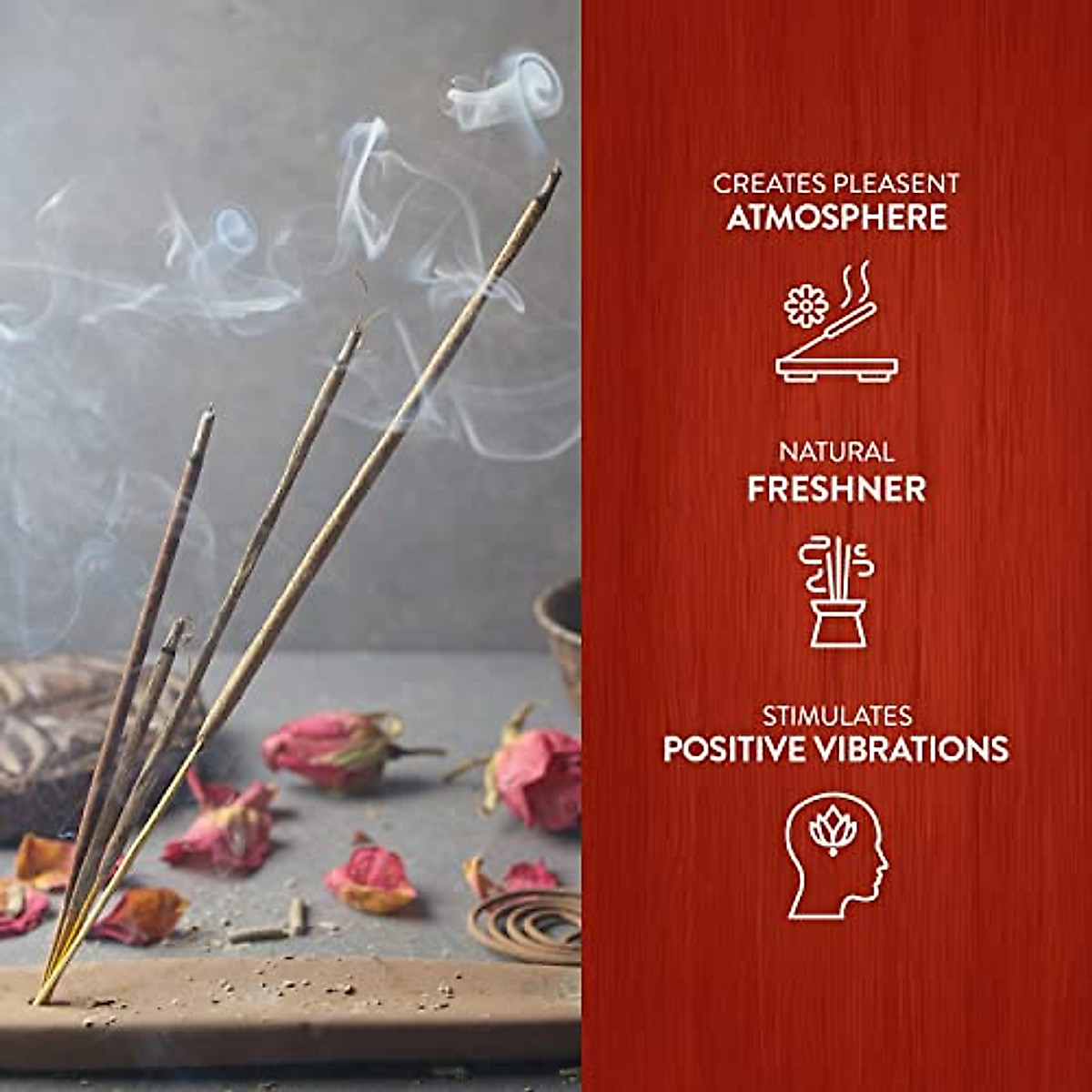 HEM Red Rose Incense Sticks (Pack of 6 -120 count, 301g) | Natural Fragrance For Aromatic Environment | Incense For Stress Relief, Relaxation and Air Purifier